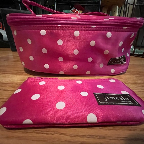 jimeale | Bags | Jimeale Pink Polka Dot Train Makeup Case | Poshmark
